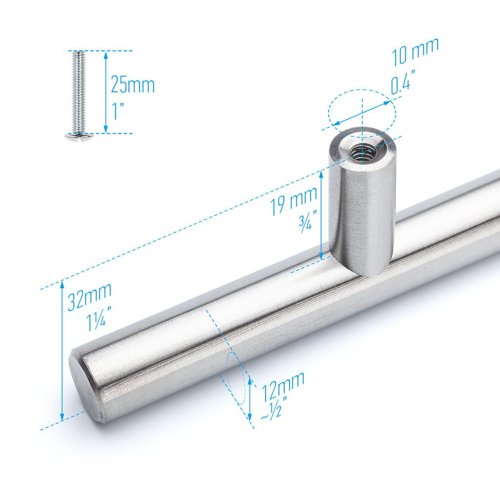 Solid Round Stainless Steel T Bar Handle – Pandora Hardware